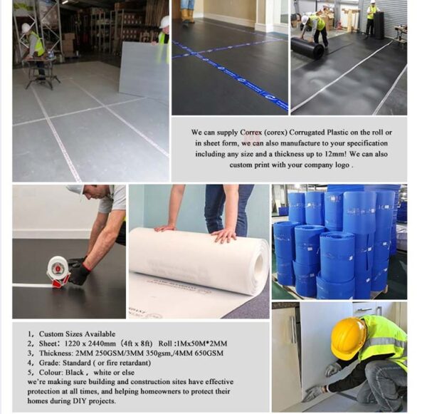 Custom Black Correx Floor Protection Rolls-Factory Direct Sales