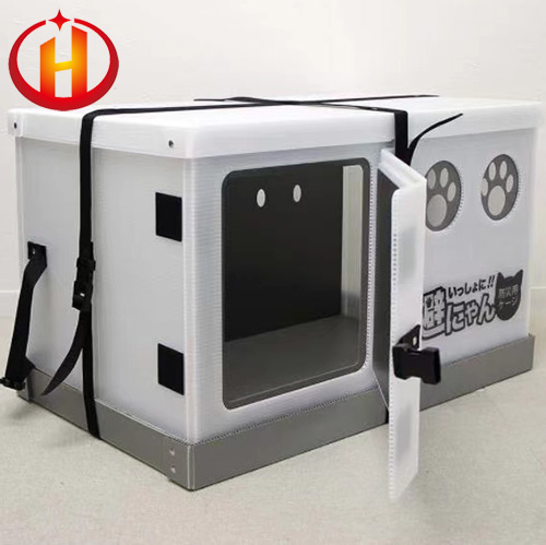 Custom Portable PP corrugated plastic Pet Carrier for Dogs & Cats