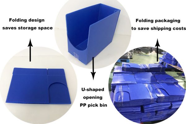 PP Warehouse Picking Boxes , Corrugated Plastic Shelf Bins